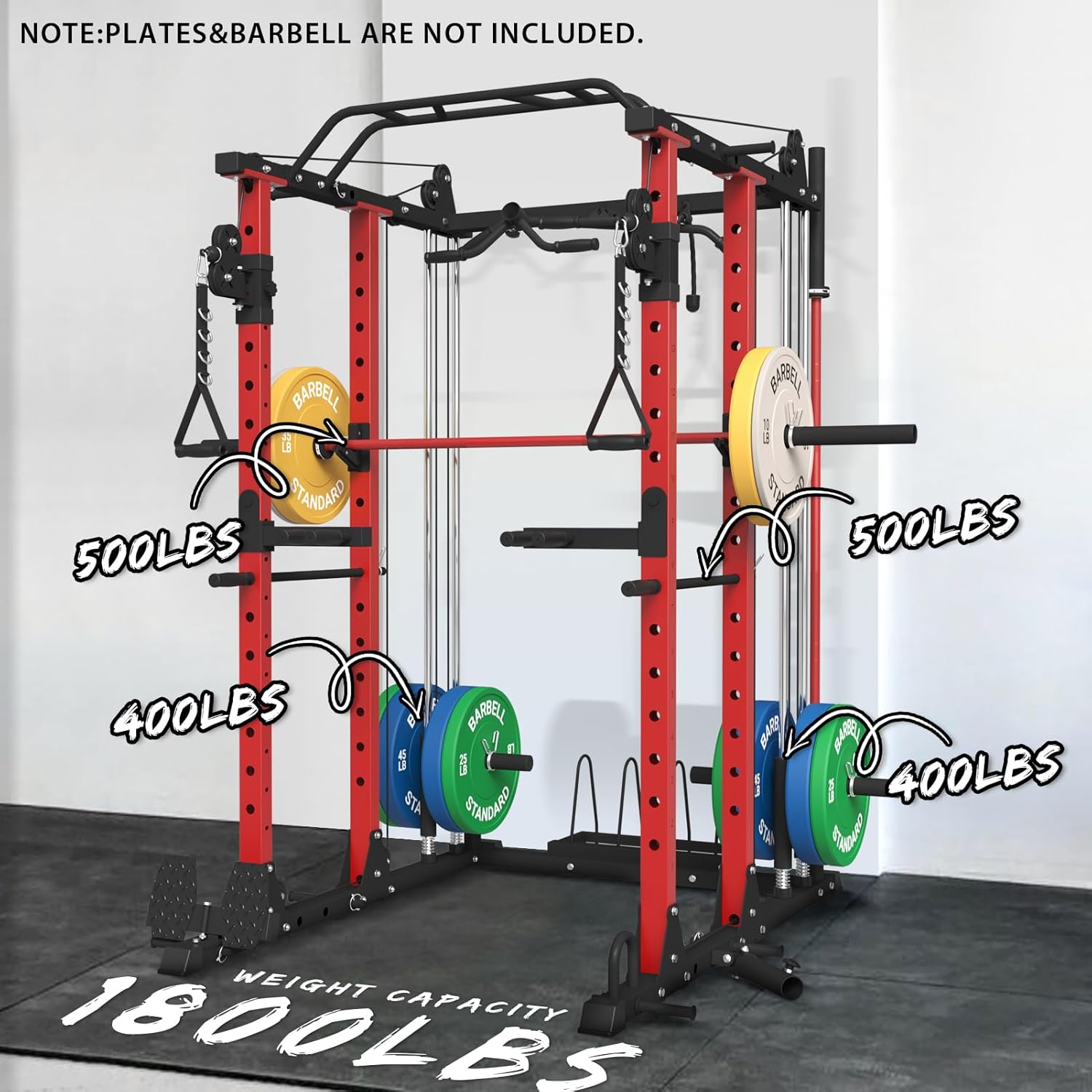 ER KANG Multi-Functional Power Rack, Power Cage with Dual Pulley System ...