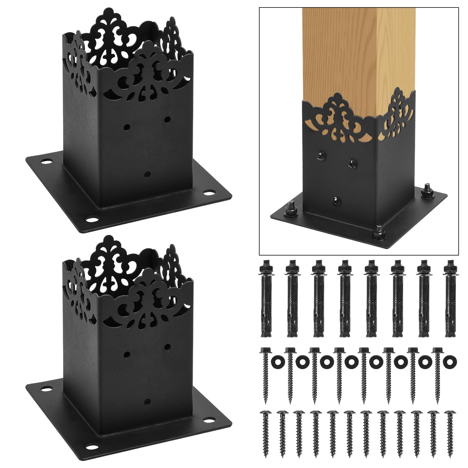 Amazon.com: WIMART Creative Design 4x4 Post Base, Square Bracket Post ...