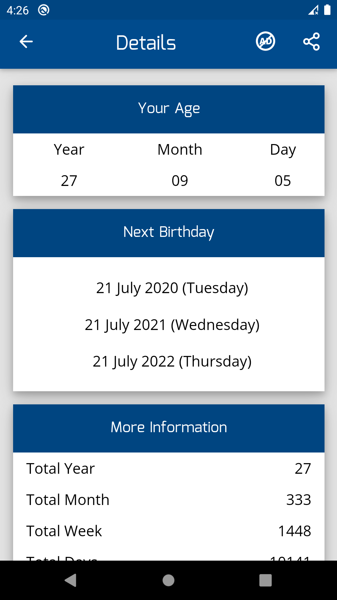 Age Calculator Lite | Date of Birth ~How Old Am I? - App on Amazon Appstore