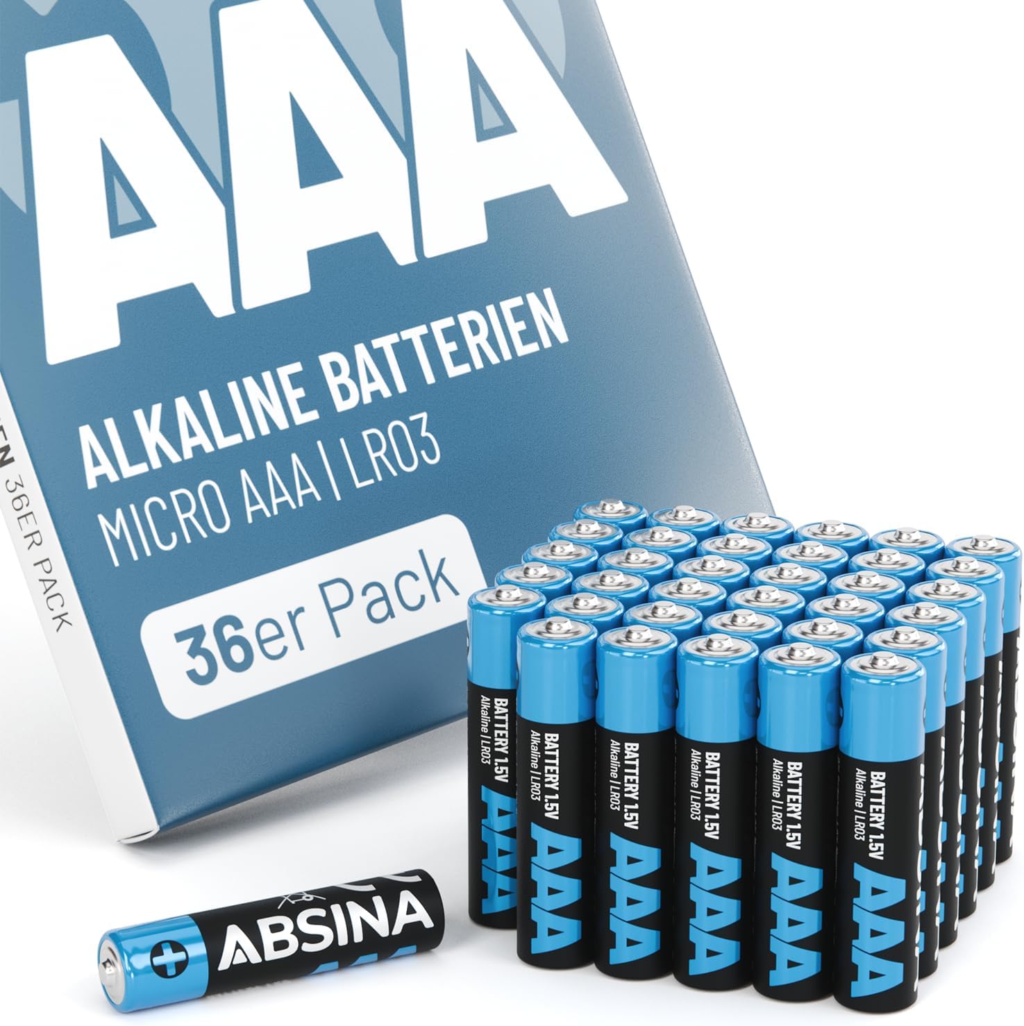 ABSINA 108x Batterien AAA Großpackung 1,5V Alkaline - Langlebige Micro ...