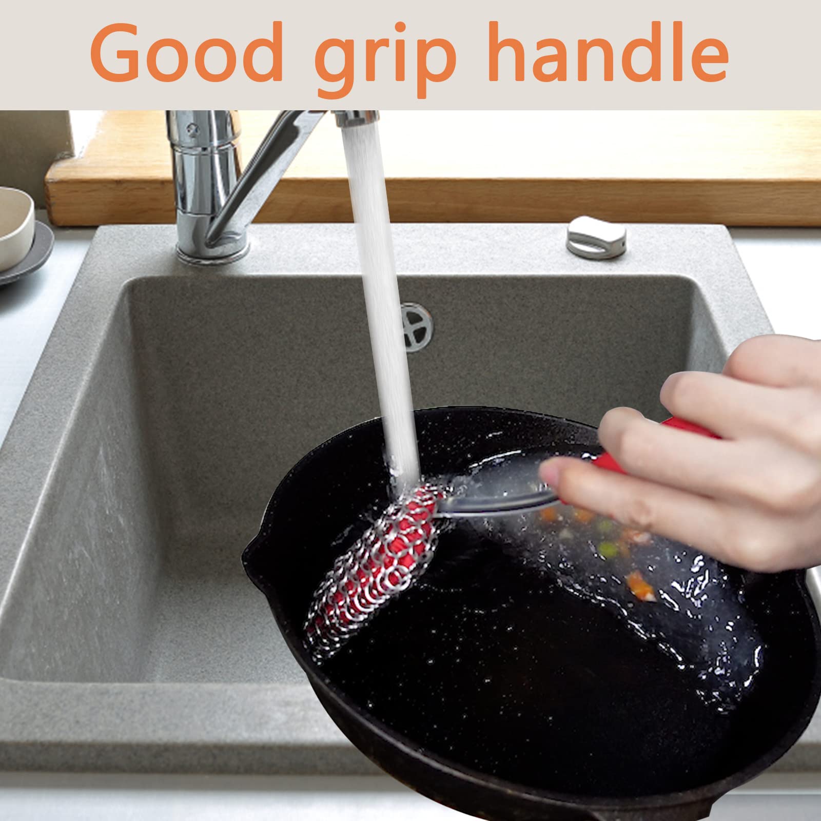 Snapklik.com : 5 Pcs Cast Iron Cleaning Kit Pan Pot Wok Scraper Tool ...