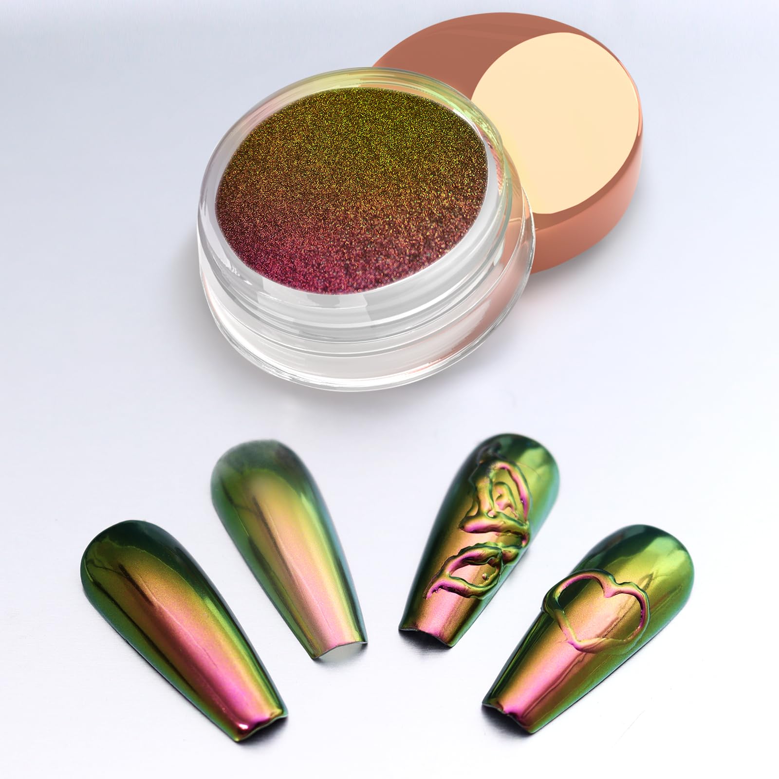 Amazon.com: Allstarry Polvo de uñas cromado camaleón, pigmento de polvo de uñas con purpurina y ...