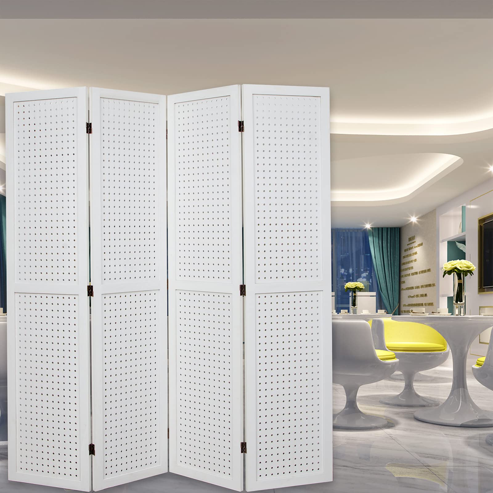ZYLiving Pegboard Display Room Divider, Folding Partition Room Divider ...