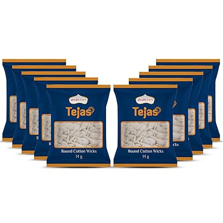 Shubhkart Tejas Round Cotton Wicks for Diya | 750 Jyot Batti Pack of 10 ...