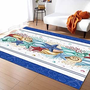 Amazon.com: Debedcor Navy Blue Coastal Area Rug for Living Room ...
