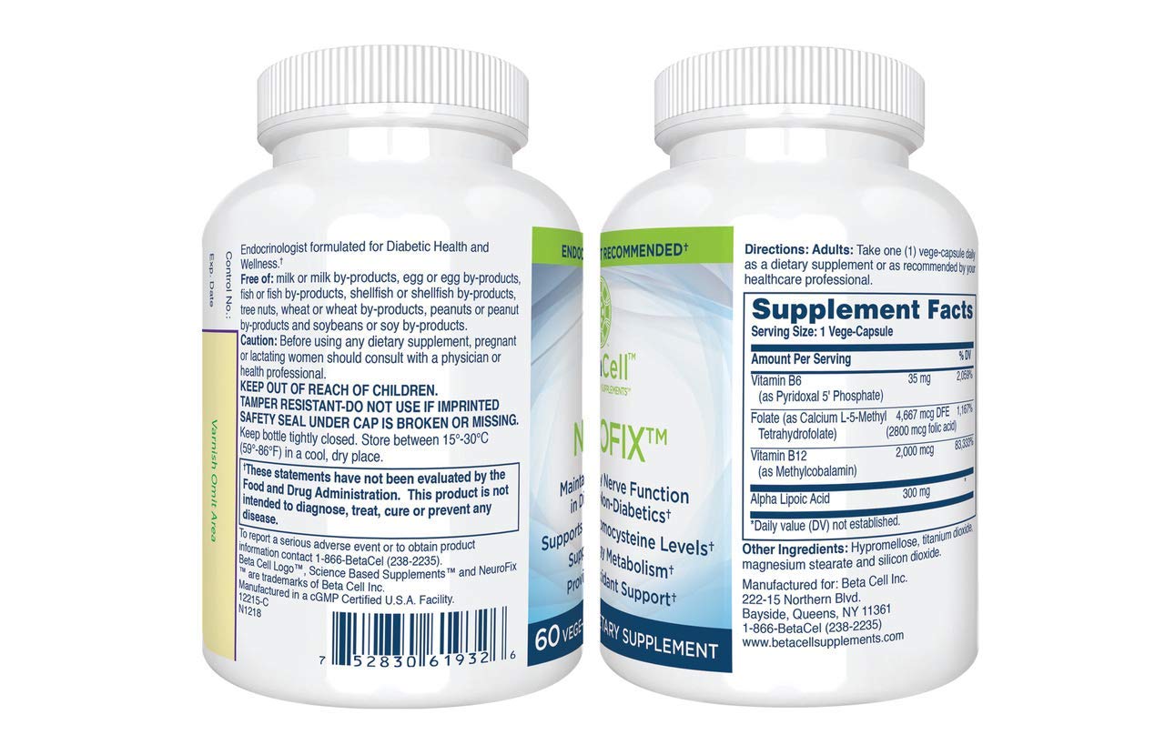 Buy Neurofix Nerve Support Formula 60 Vege-Caps |B-Vitamins, Alpha ...