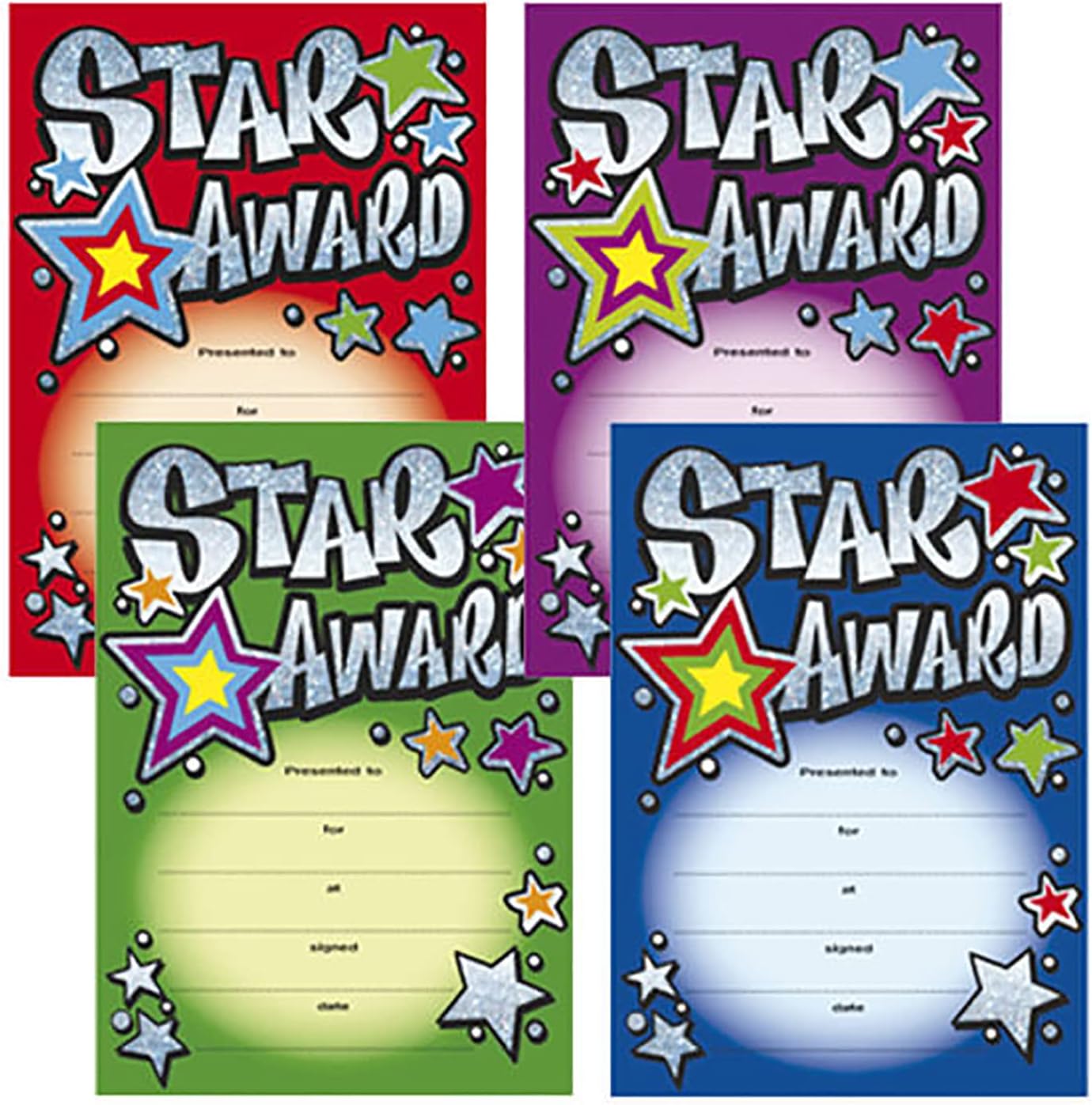 20 Holographic Sparkly Star Award Motivational Childrens Pupils School ...