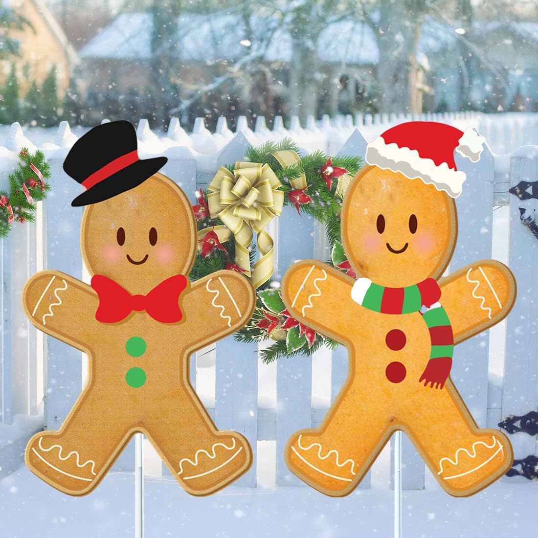 Amazon.com : Thyle 2 Large Led Lighted Christmas Gingerbread Man Yard ...