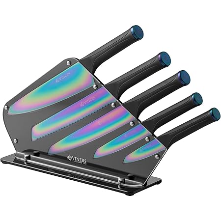 Viners Iridescent 6-Piece Knife Block Set, Stainless Steel, Multi ...