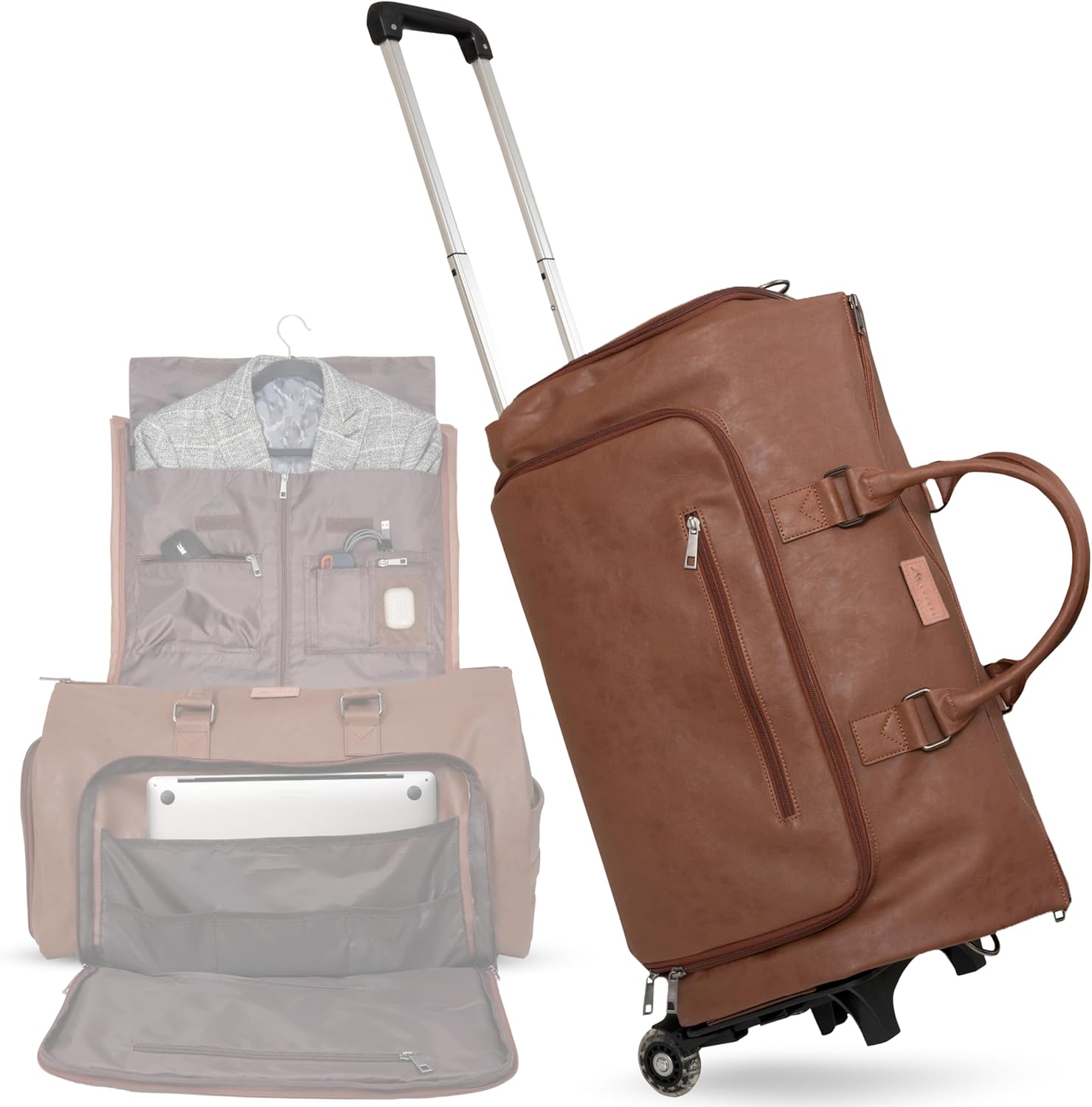 Amazon.com: Rolling Garment Bag for Travel. Garment Duffle Bag Luggage ...