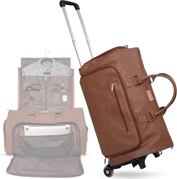 Amazon.com: Rolling Garment Bag for Travel. Garment Duffle Bag Luggage ...