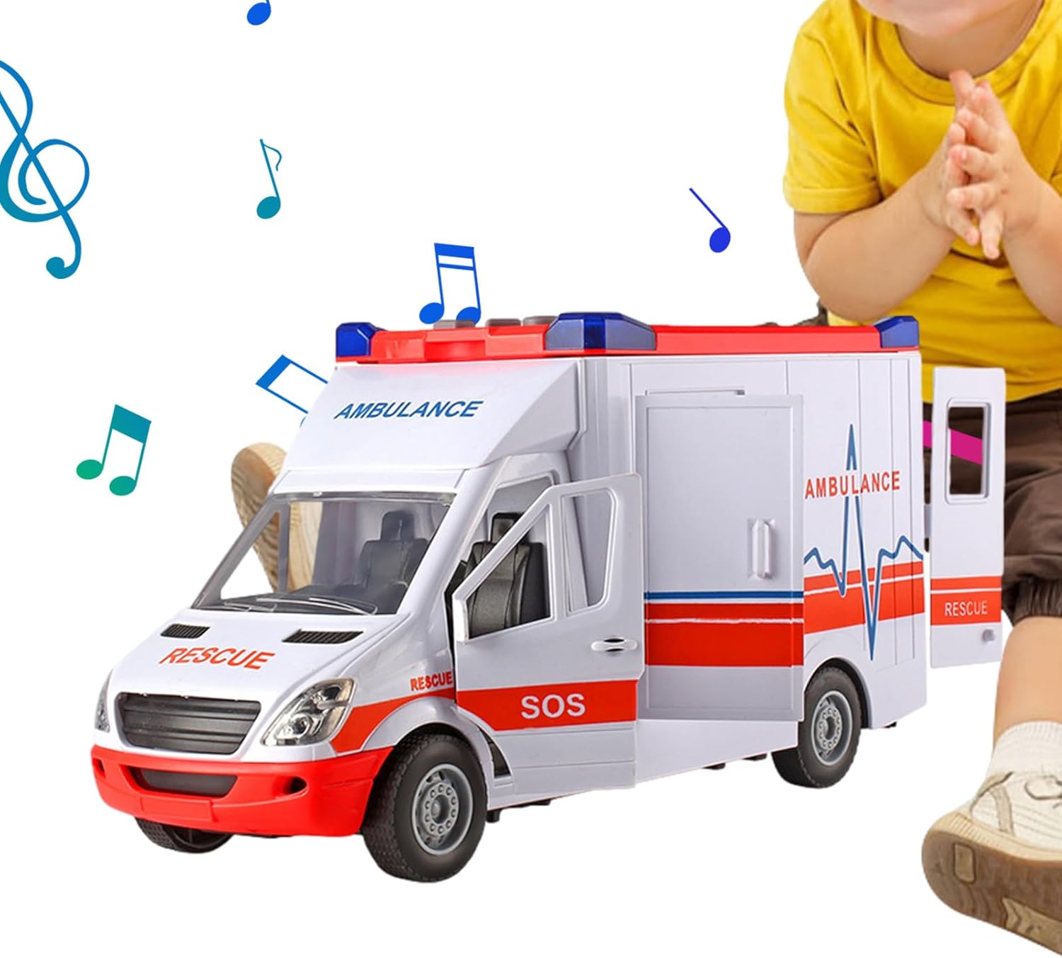 ZONEWD Rescue Team Ambulance Toy - Car Ambulance Toy with Light & Siren ...