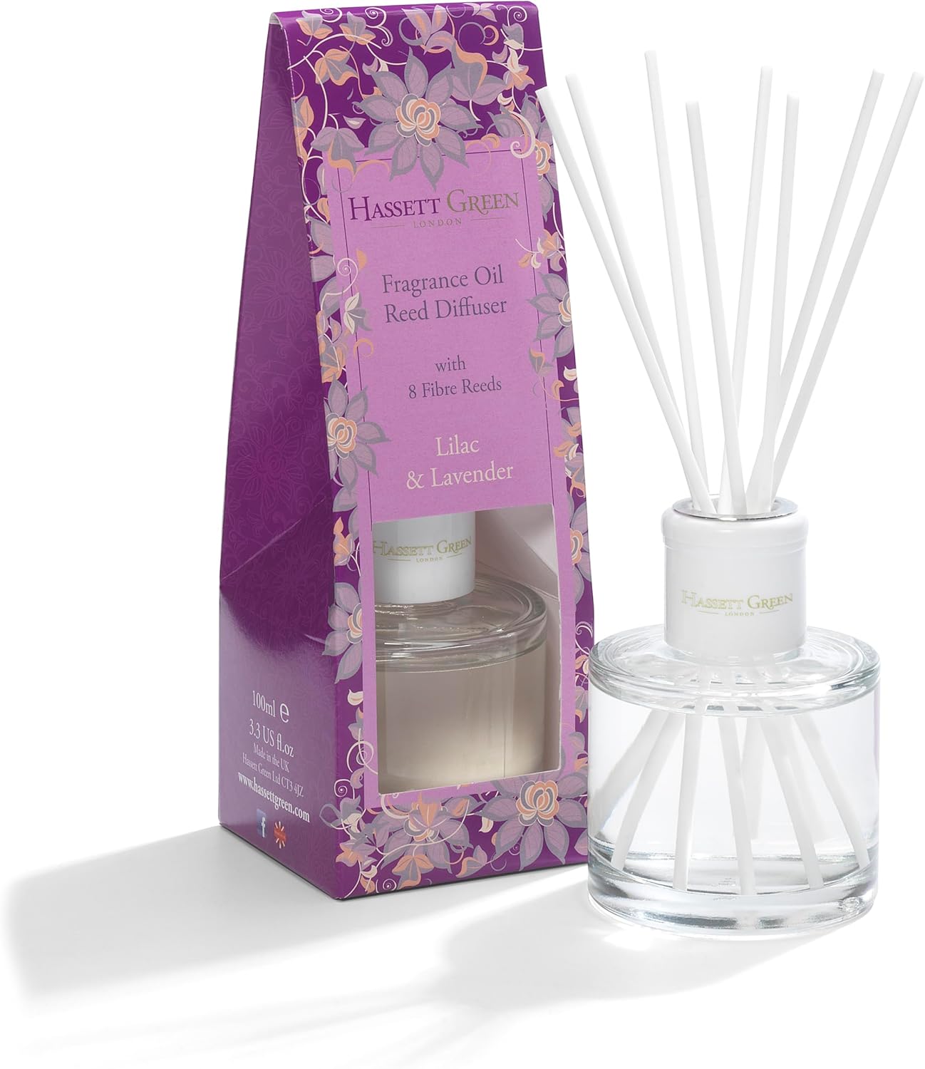 Hassett Green London Fragrance Oil Reed Diffuser - 100ml Glass Bottle ...