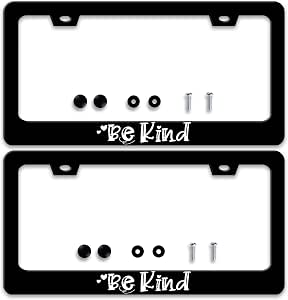 2 Pcs Be Kind License Plate Frame Kindness Personalise Stainless Steel ...