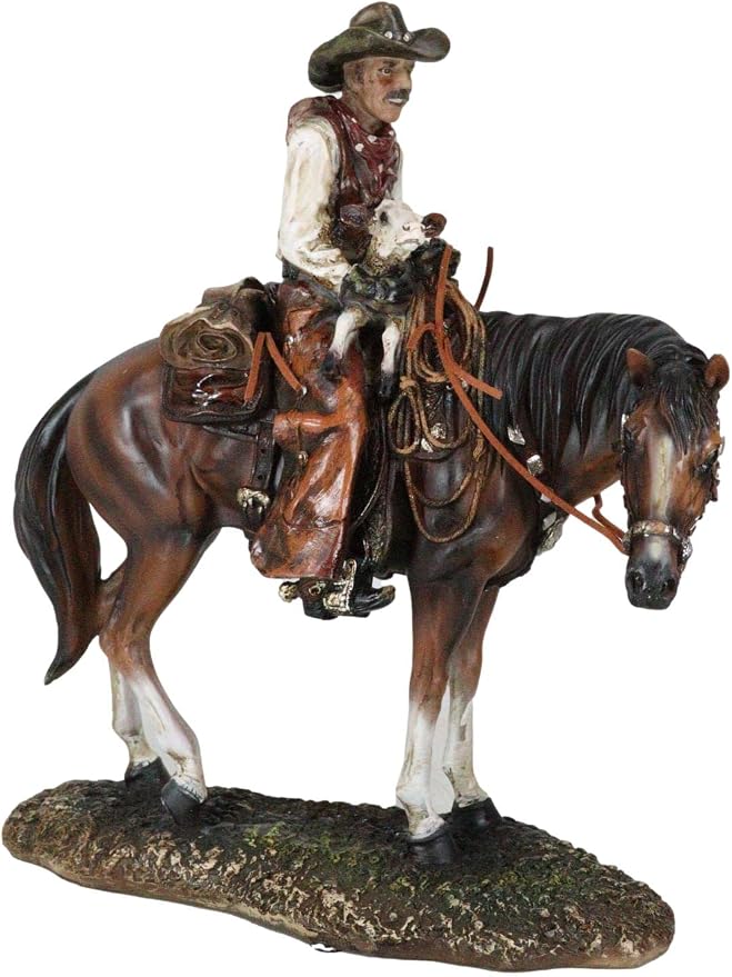 Ebros Gift Western Desert Cowboy On Saddleback Riding Brown Stallion ...