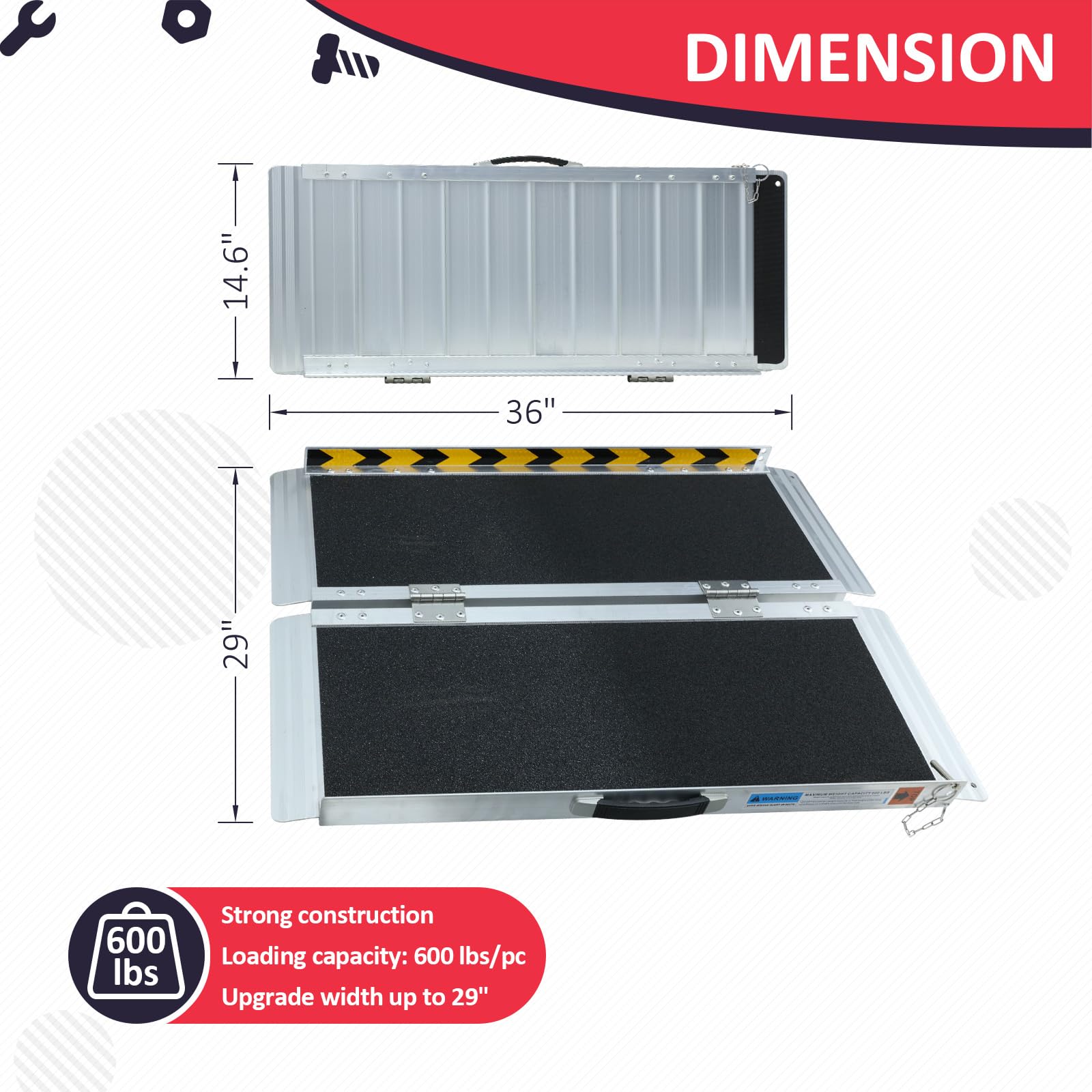 Snapklik.com : PENSUN 3FT Wheelchair Ramp, 36" L X 29" W Threshold ...