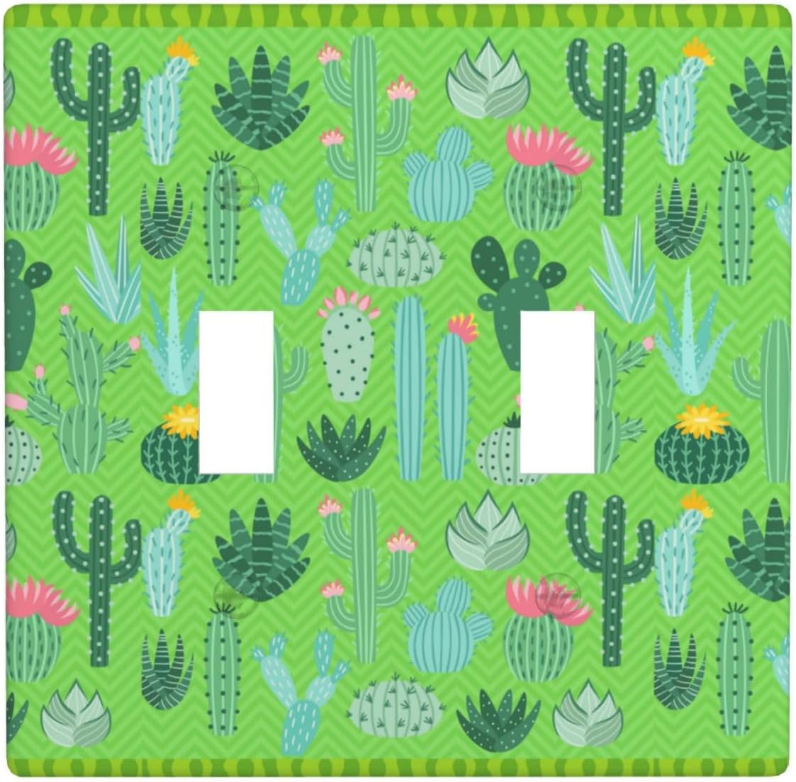 SODENK Cactus Green Plants Double Light Switch Cover Plates Decor 2 ...