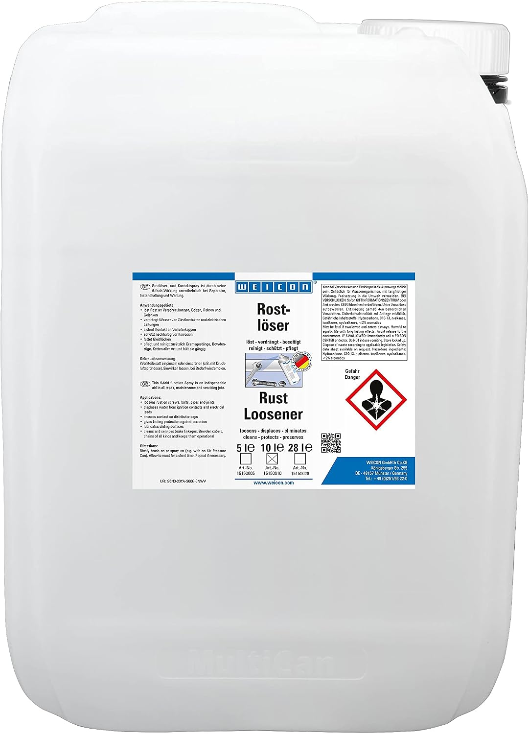 WEICON Rust Loosener | 10 L | beige | Caring rust remover for metal ...