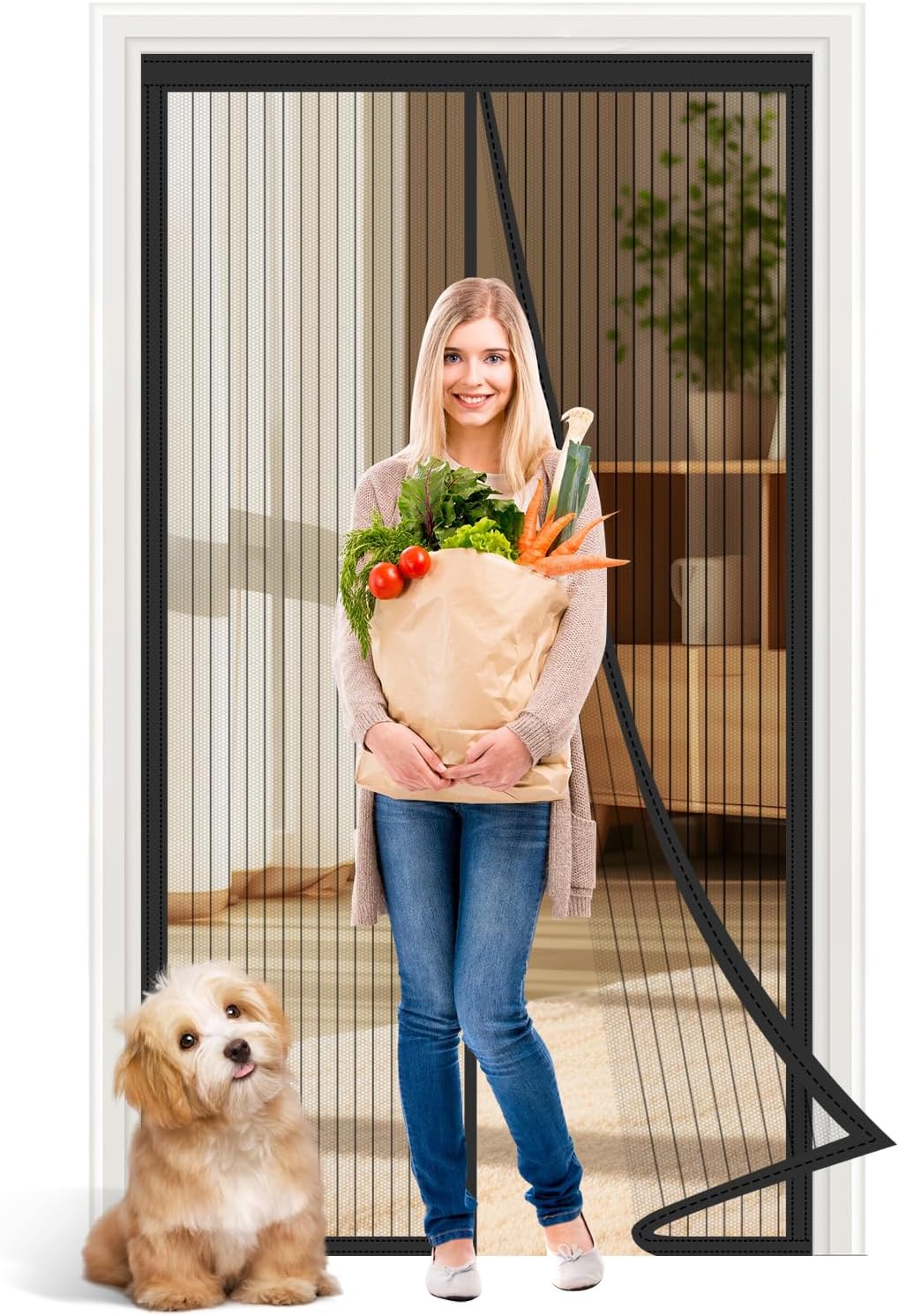 Magnetic Fly Screen Door, Black Magnetic Mesh Curtain, Anti Mosquito ...