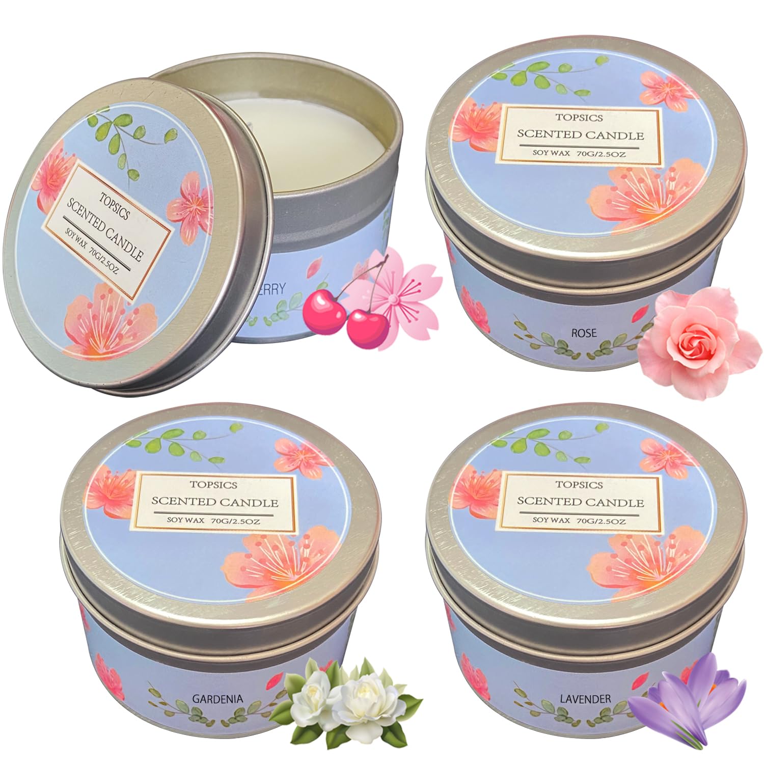 Topsics Scented Candles Set, 4 PCS Christmas Candles Gifts for Women ...