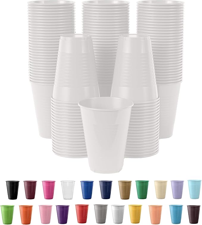 Amazon.com: Exquisite Party Solids 12 Oz White Plastic Cups For Party ...