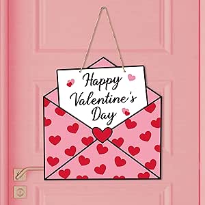 Amazon.com: Valentine's Day Envelope Wooden Door Sign,Happy Valentines ...
