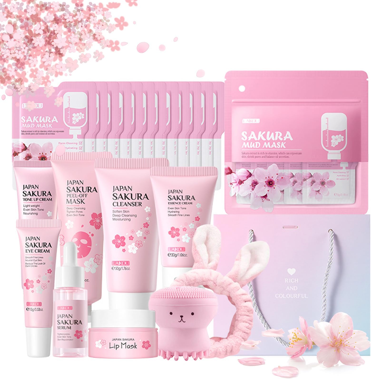 Amazon.com : LAIKOU Skin Care Set JAPAN SAKURA Women Beauty Gift Sets ...