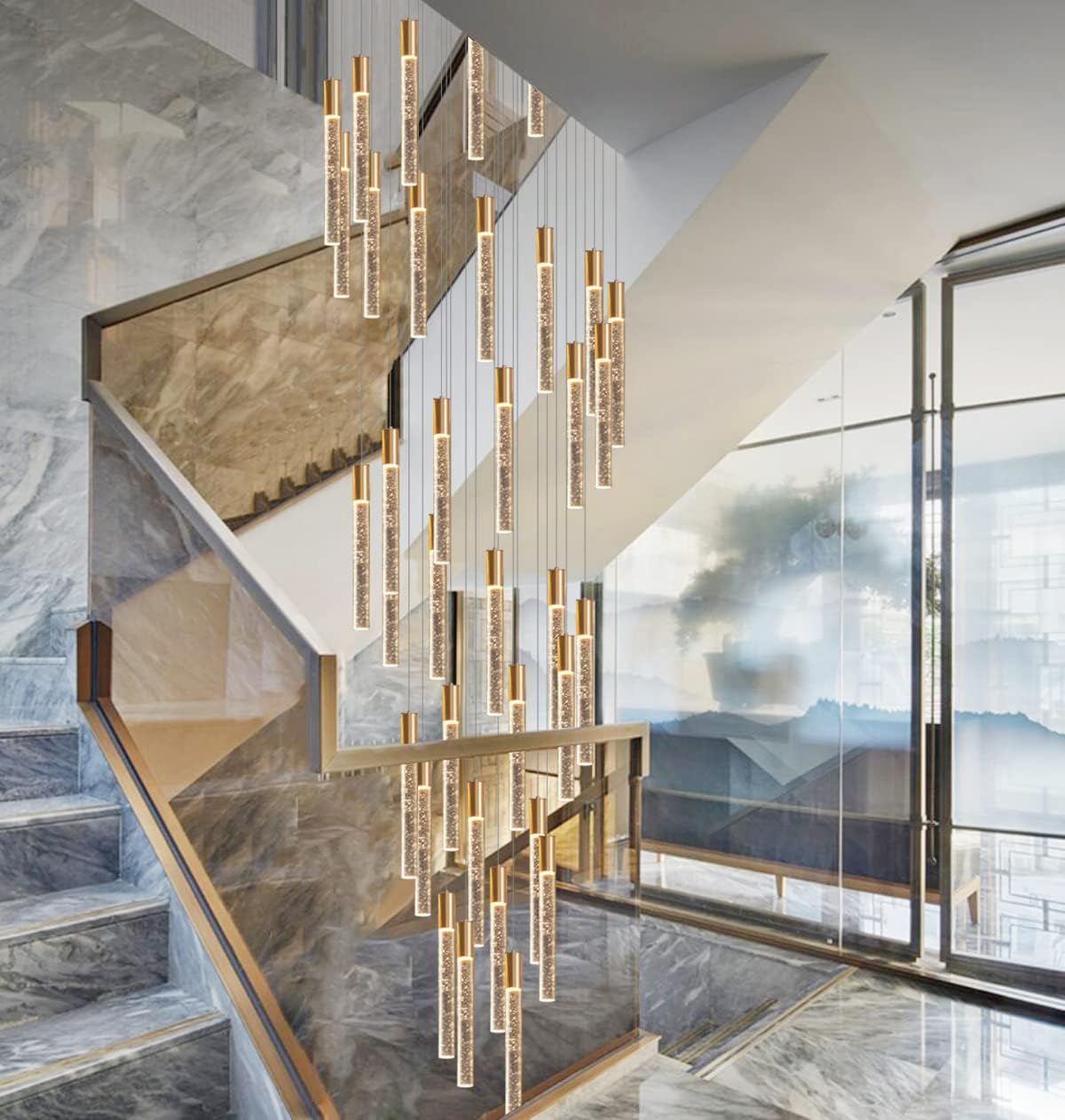 HAIXIANG 36 luces de techo de 196 pulgadas de alto lámparas de cristal ...