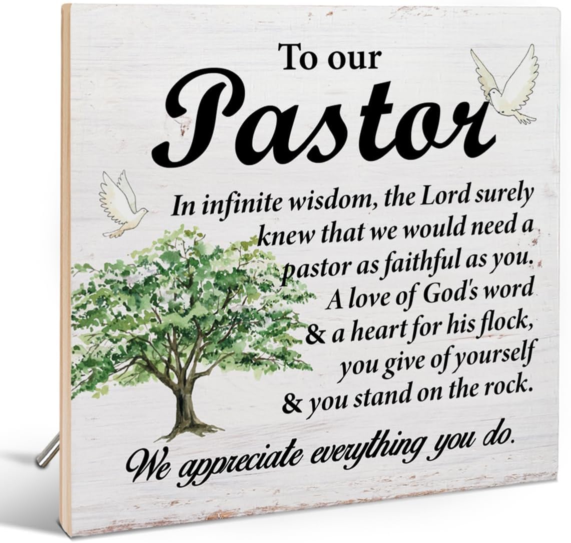 Amazon.com: GOLSOO Pastor Appreciation Sign - Wooden Decorative Sign ...