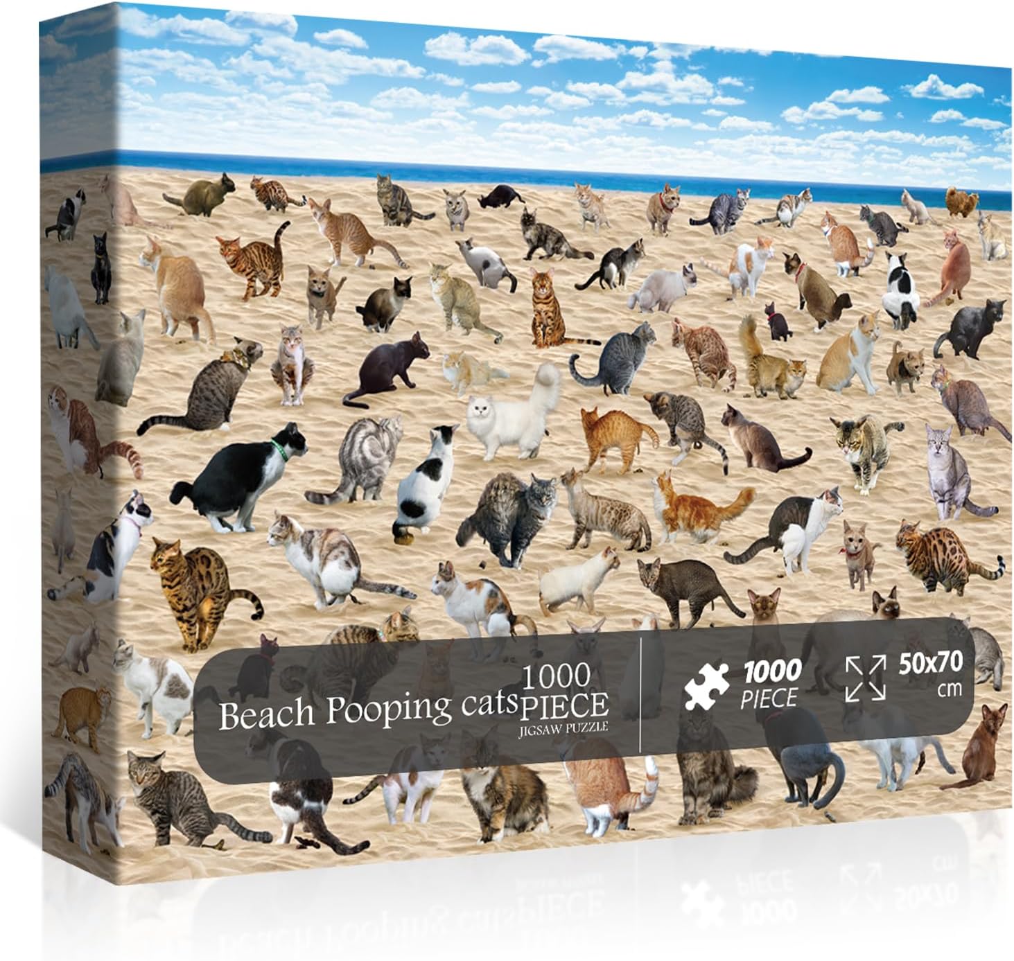 Amazon.com: Beach Cat Puzzle 1000 Piece Puzzle for Adults, Cat Puzzles ...