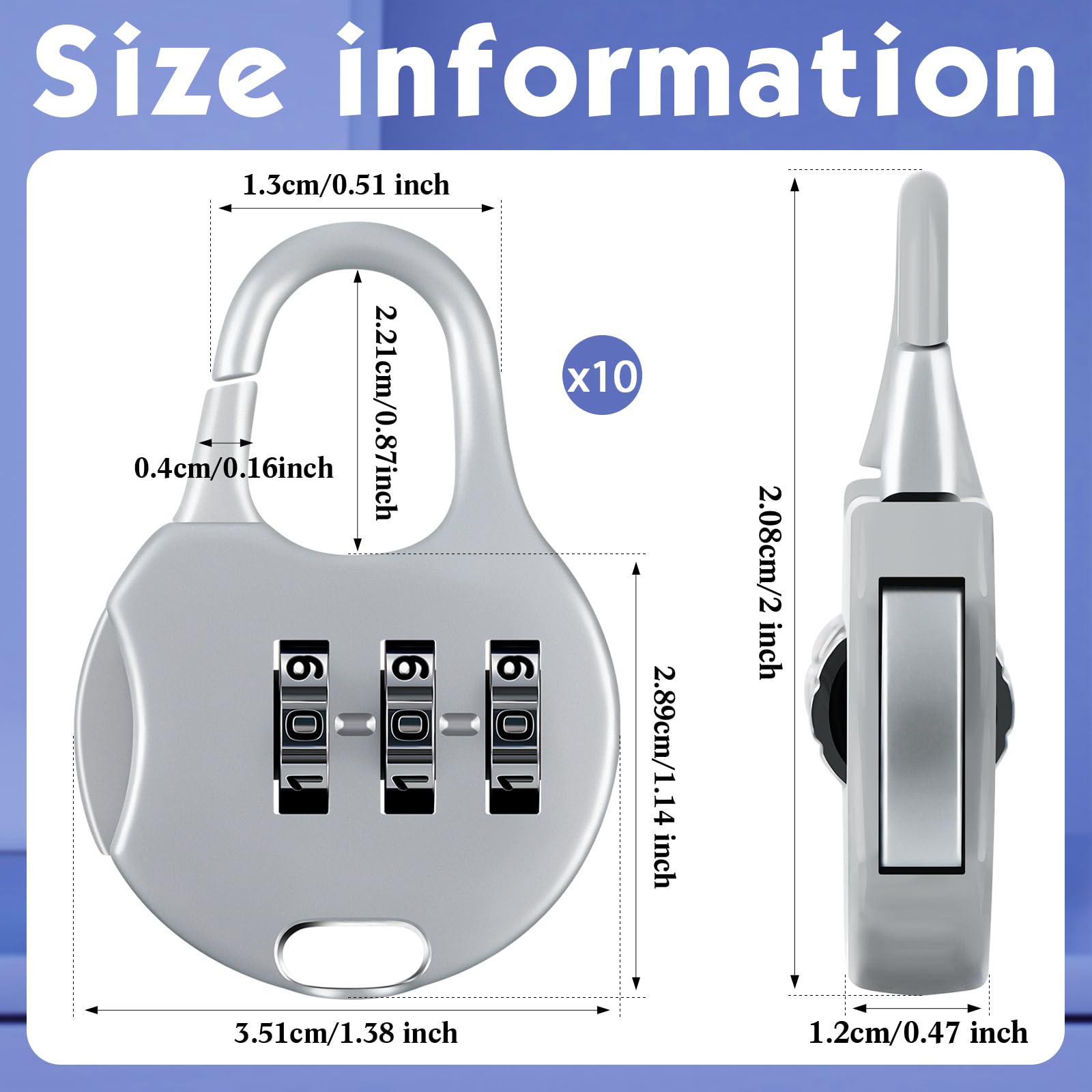 Snapklik.com : Moxweyeni 10 Pcs 3 Digit Combinations Padlock Safe ...