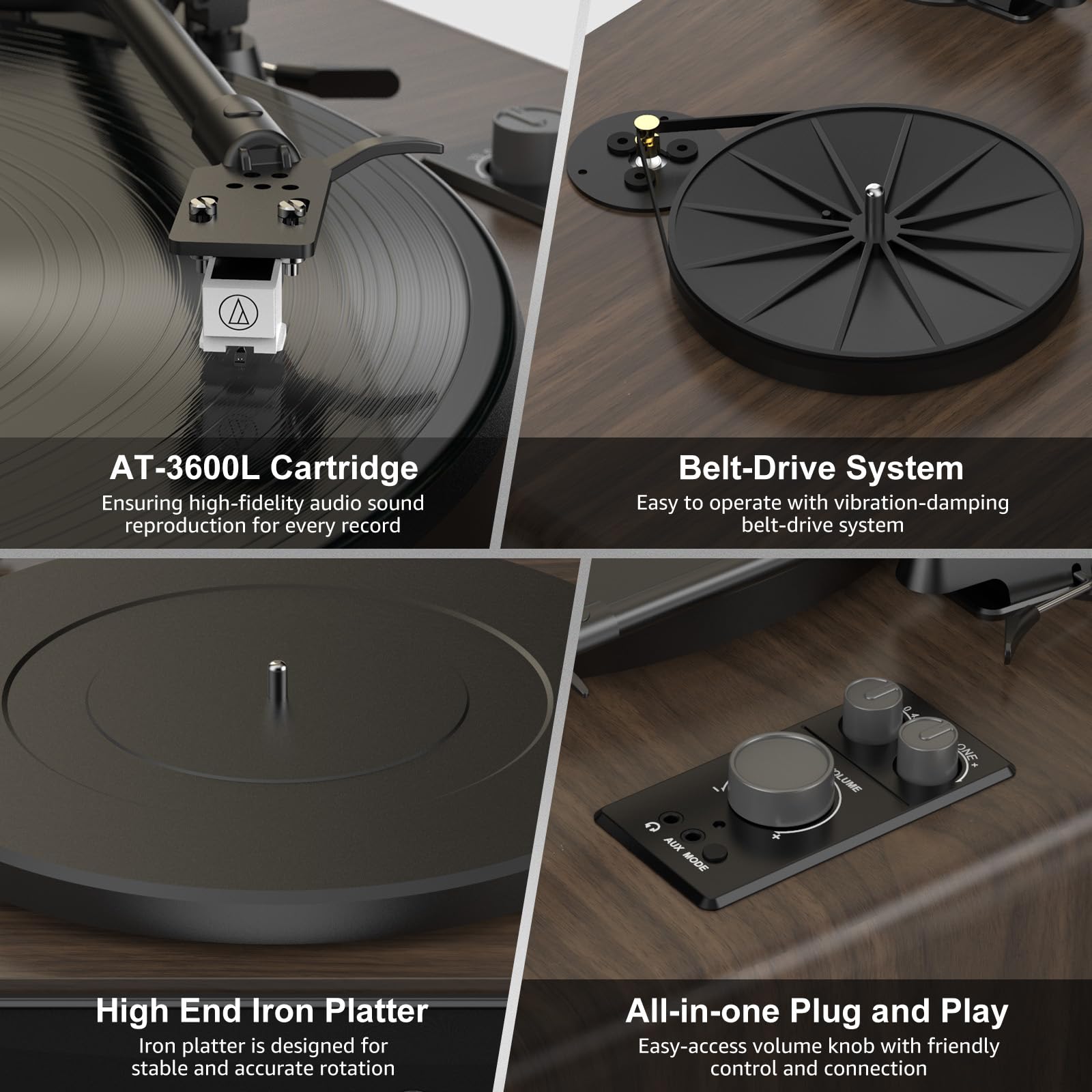 Snapklik.com : Vinyl Record Player Built In HiFi Stereo Speakers BT ...