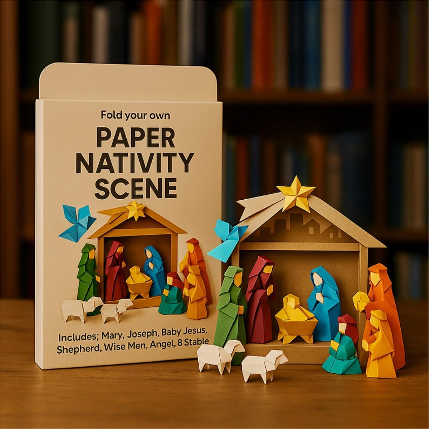 Amazon.com: DIY Paper Nativity Scene Craft Kit - 3D Christmas Origami ...