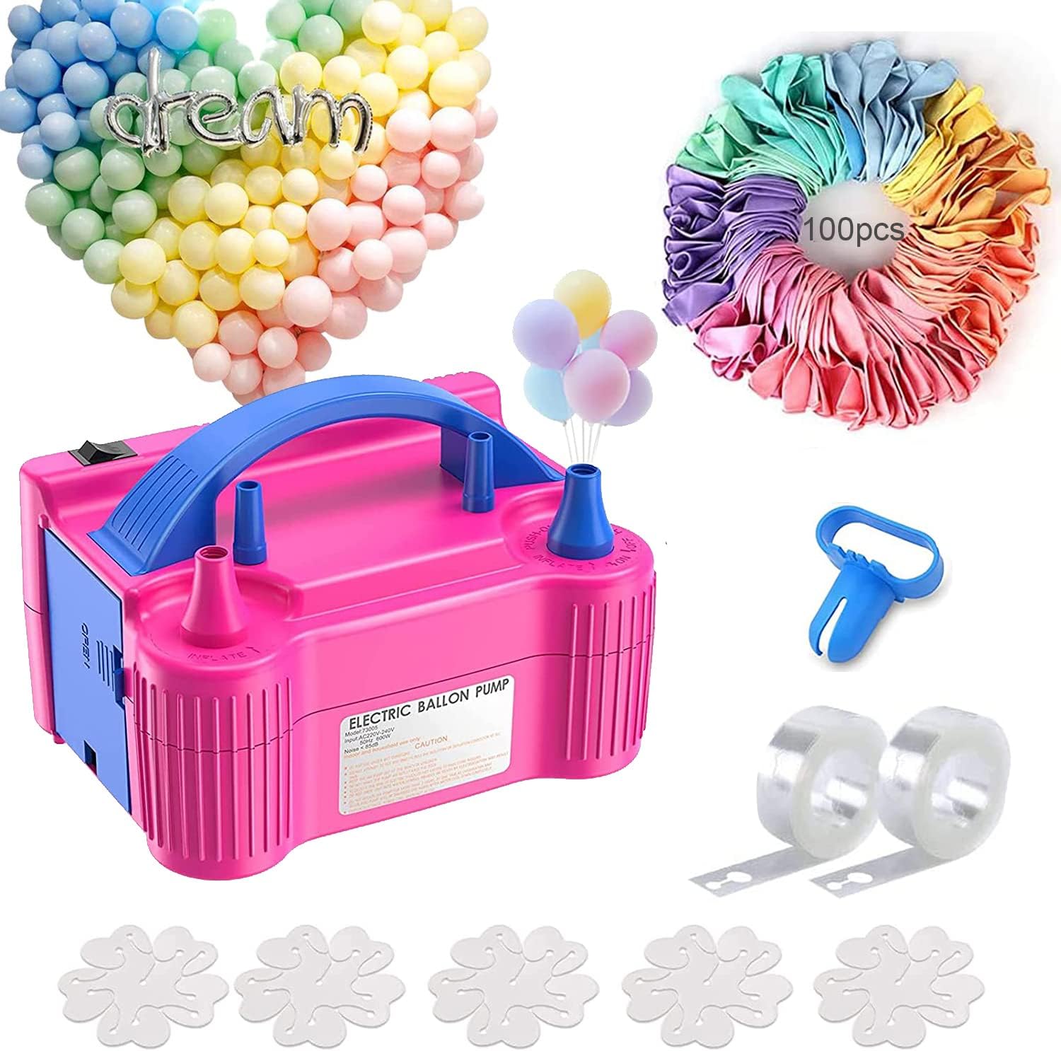 Electric Air Balloon Pump, Portable Dual Nozzle Electric Balloon ...