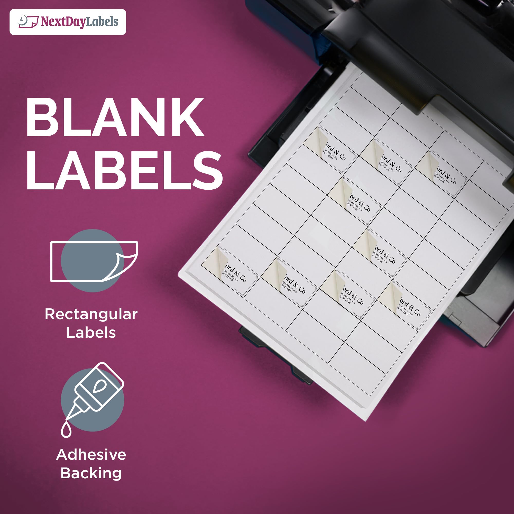 Snapklik.com : NextDayLabels 2" X 1" Rectangular Sticker Labels For Printer - White Laser/Inkjet ...