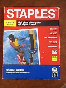 Staples High Glass Photo Paper for Inkjet Printers : Amazon.co.uk ...
