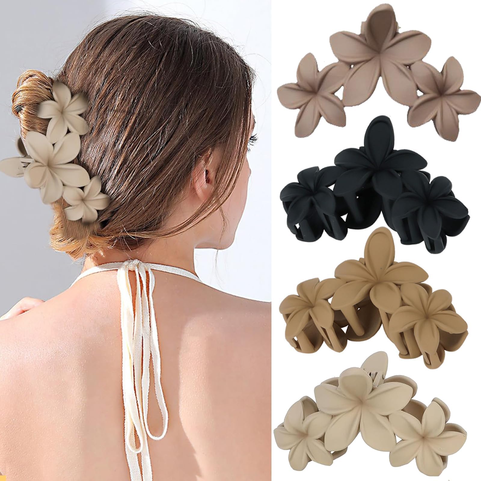 Amazon.com : Mistofu Hair Claw Clips,3Pcs Flower Large Claw Clips for ...