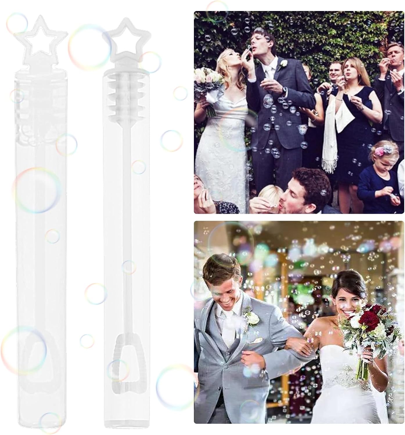 BEHAHAI 20pcs Empty Bubble Tubes, Bubble Bottles Wedding Wand Tube Bubbles Star Bubbles Wedding ...