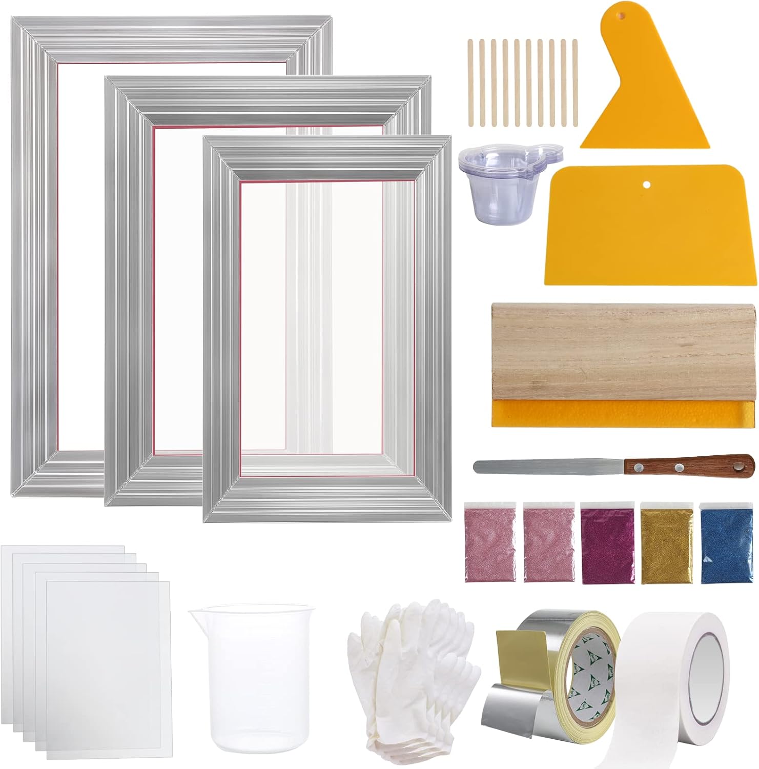 Amazon.com: VEVOR Screen Printing Kit, 3 PCS Aluminum Silk Screen ...