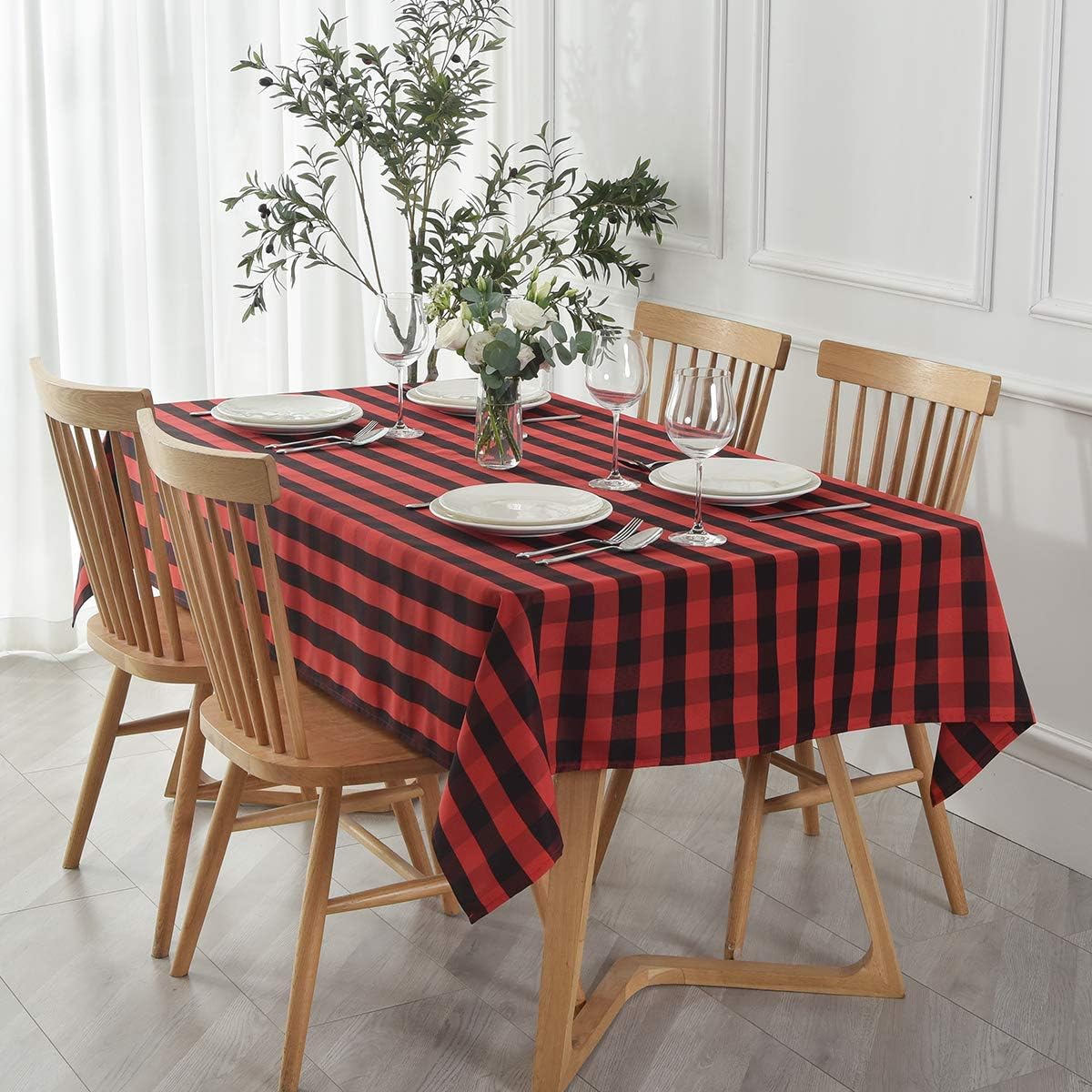 Amazon.com: maxmill Rectangle Checkered Tablecloth Waterproof ...
