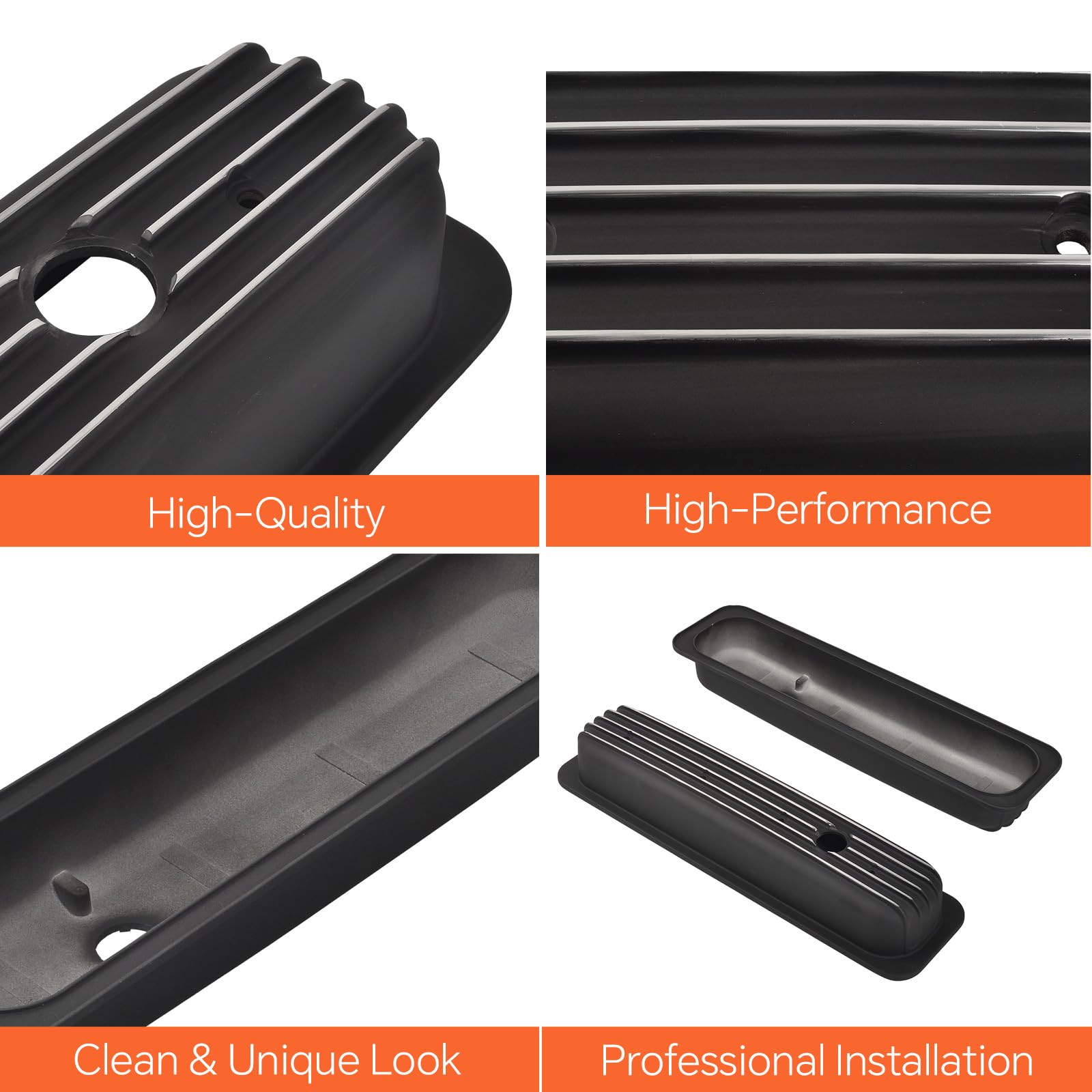 Snapklik.com : TBAPFS Black Valve Covers Short Style Finned Compatible