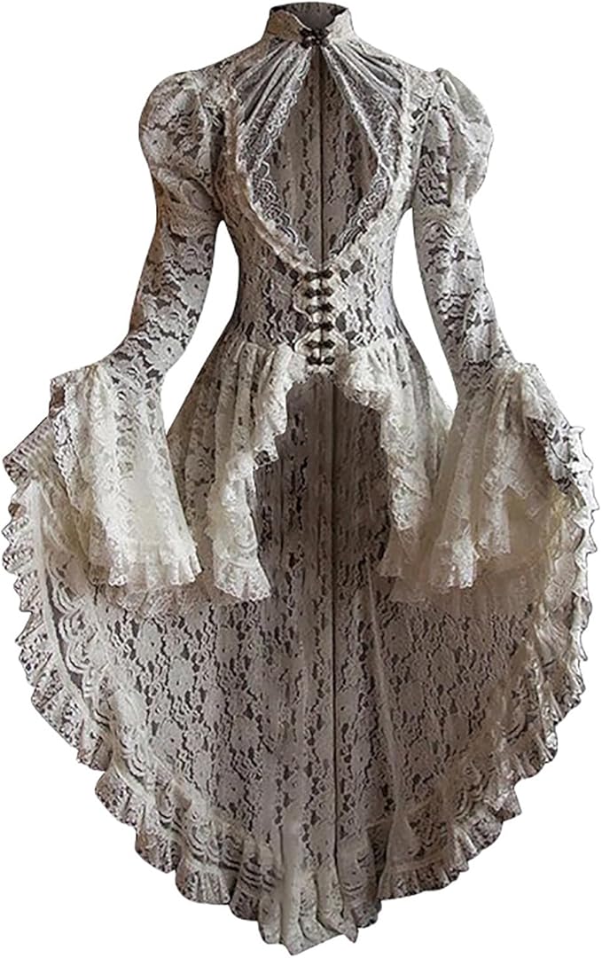 Women's Victorian Tail Dress Vintage Lace Dress Elegant Royal Court ...