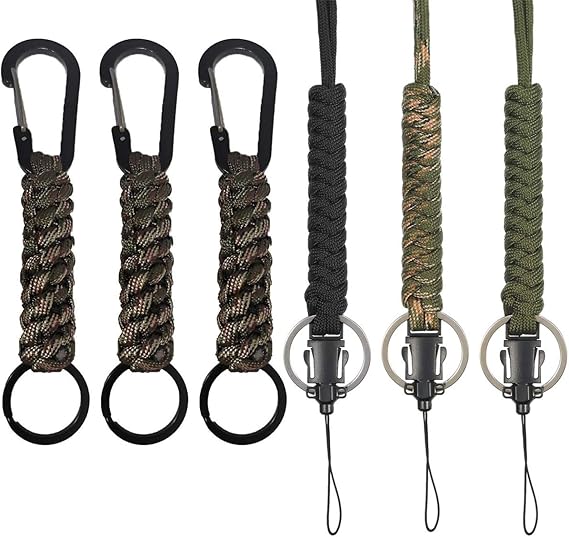 Amazon.com: Gzingen 6PCS Military Survival Paracord Keychains with ...