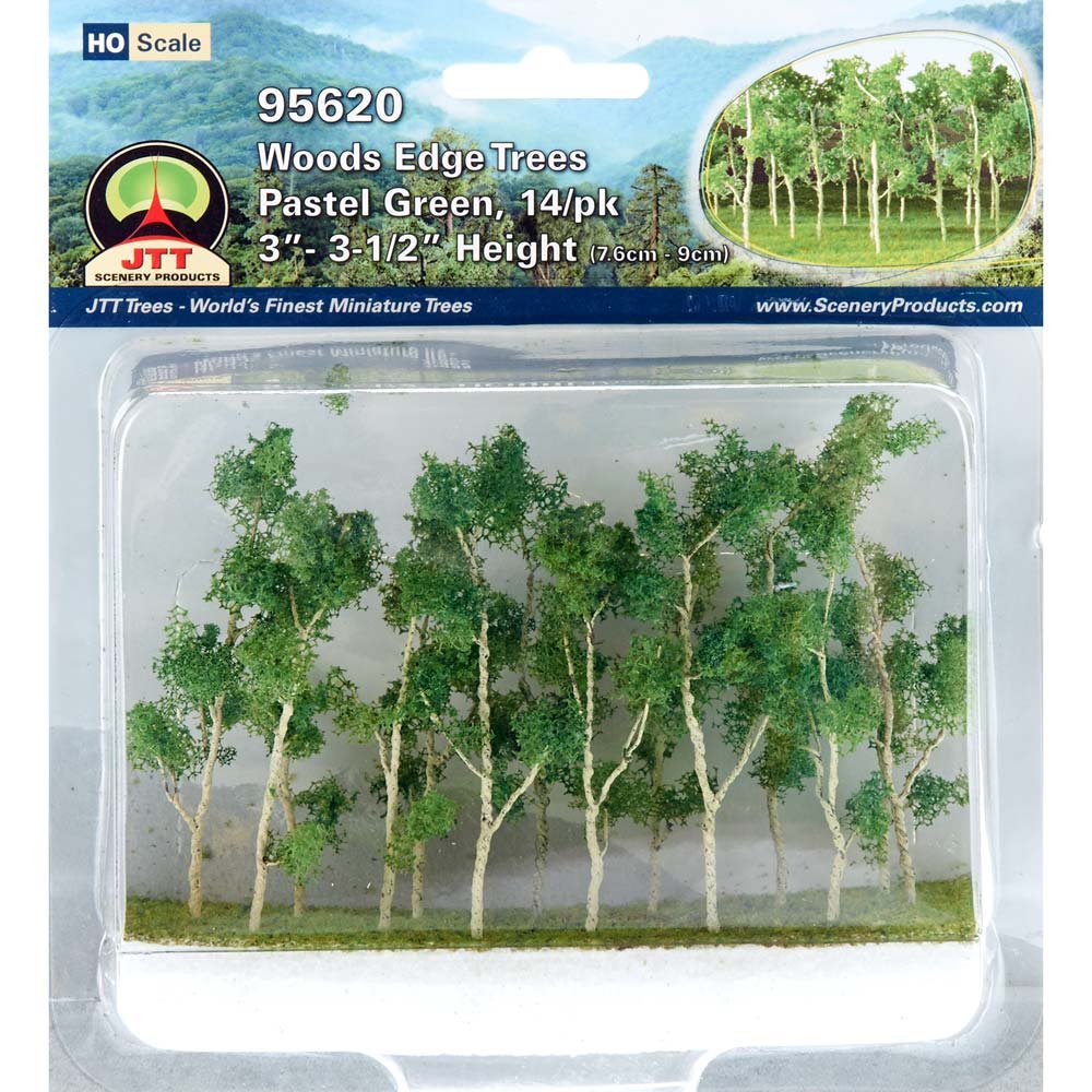 Amazon.com: Woods Edge Trees Pastel Green 3'' to 3.5'' HO-scale 14/pk ...
