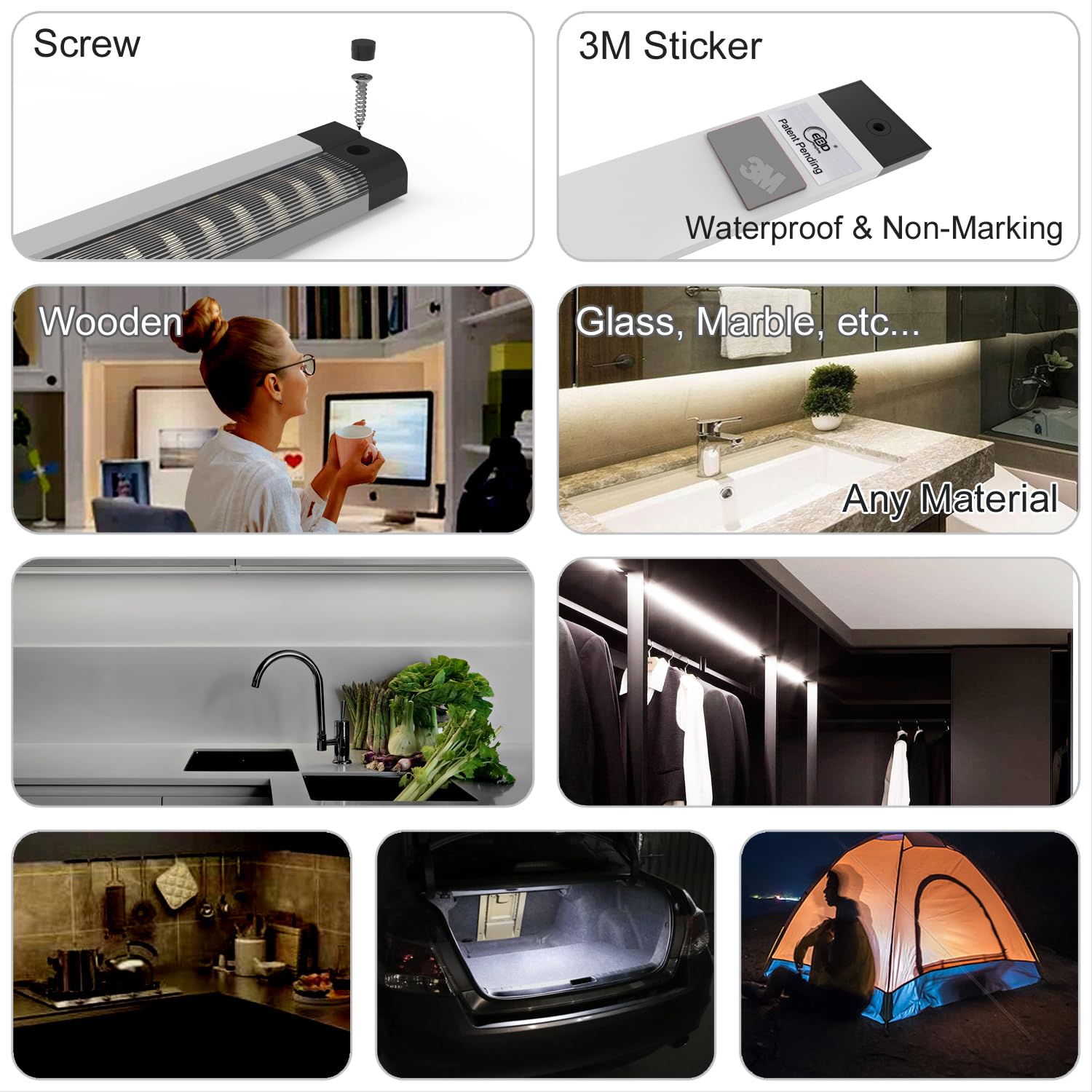 EBD led Under Cabinet Lighting Bar Built-in Adjustable Cable Neat ...