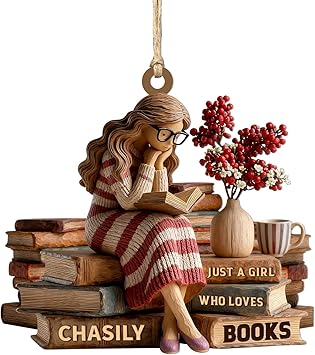 Amazon.com: Just A Girl Who Loves Books Ornament, Personalized Reading ...