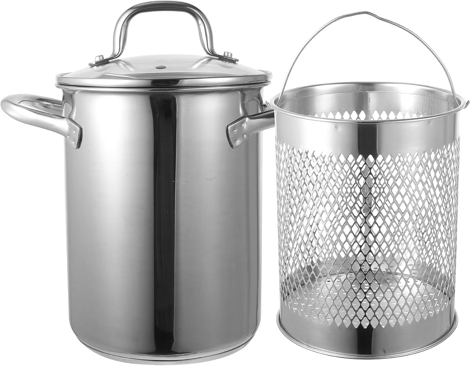 Amazon.com: Hemoton Stainless Steel Deep Fryer Pot with Strainer Basket ...