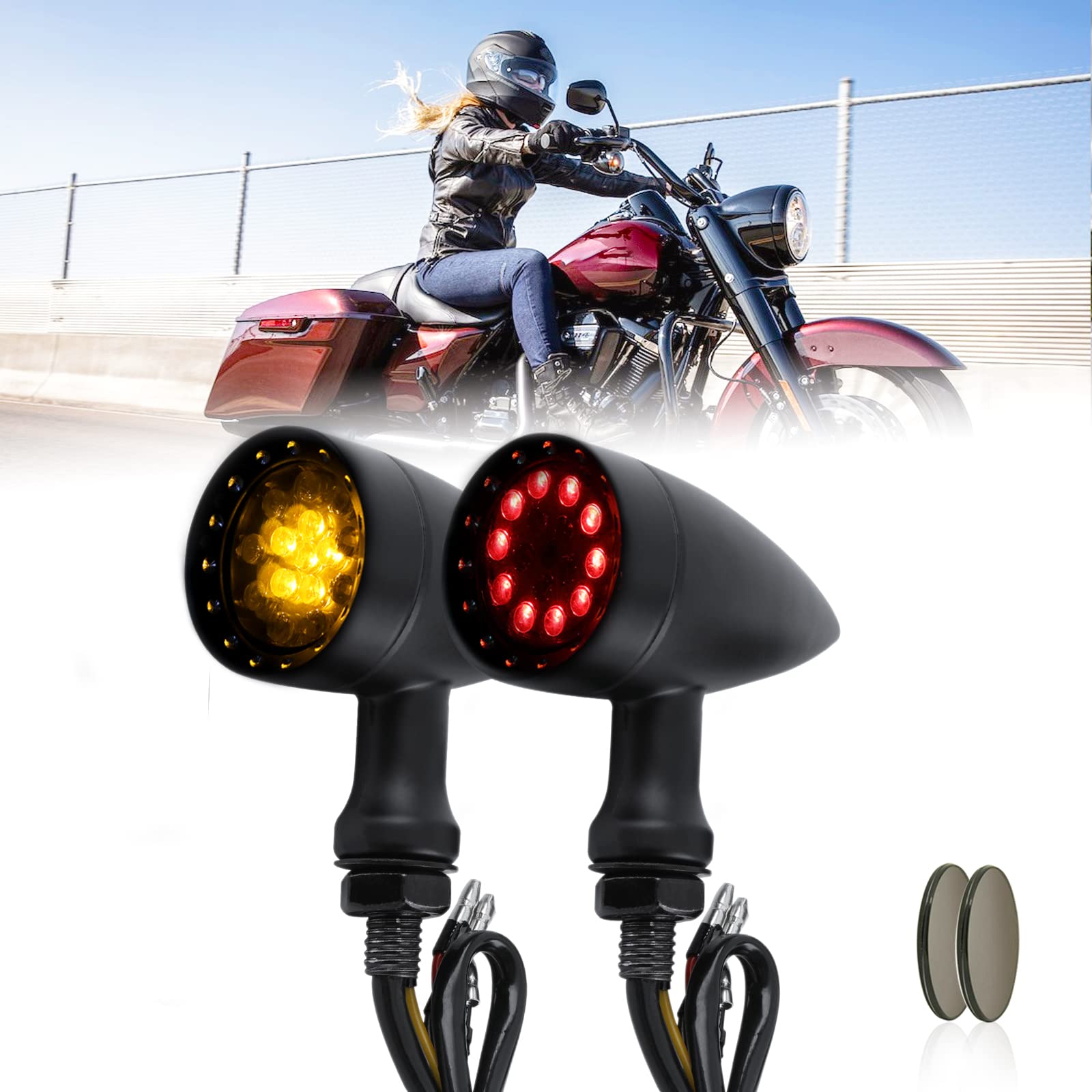 Amazon.com: DREAMIZER Motorcycle Turn Signals LED Bullet Rear Brake ...