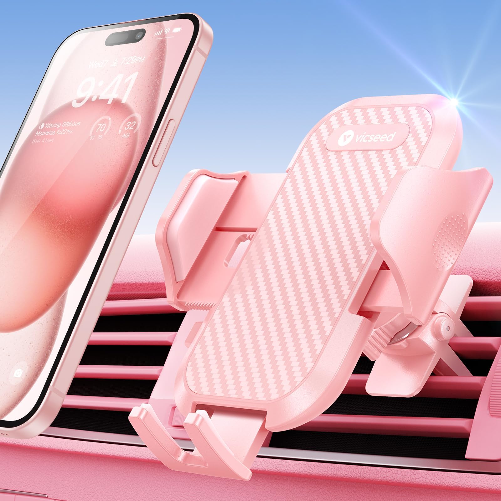 Amazon.com: VICSEED Pink Phone Holder for Your Car [ Sturdy & Secure ...
