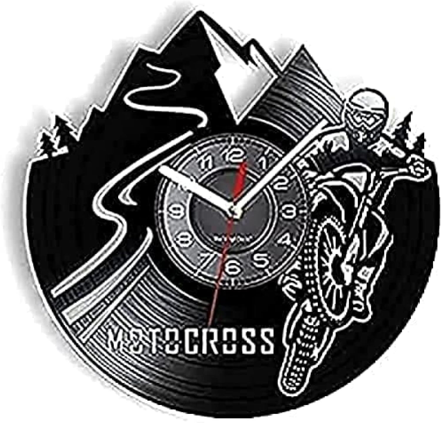 Amazon.com: Wall Clocks for Living Room Round Motocross Wall Clock Bike ...